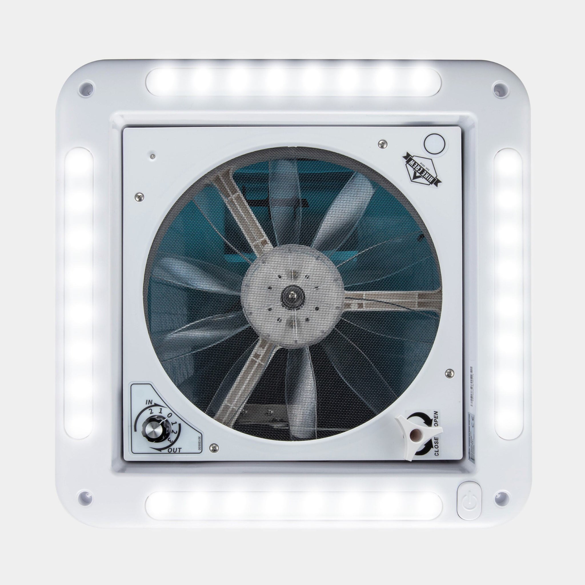 14” RV Roof Vent Fan, 12V Manual Camper Fan with 6-Speeds & LED Light ...