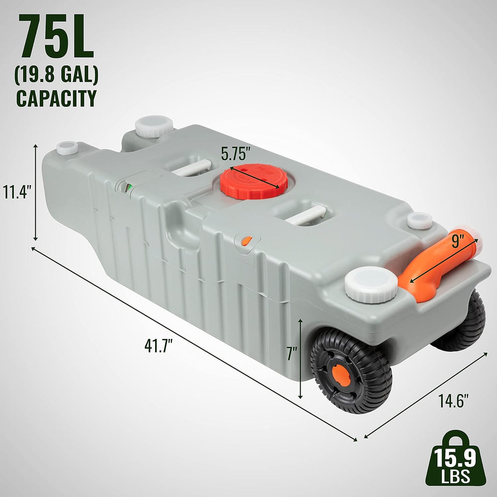 RV 19.8 Gallon Portable Waste Tank, Odorless Black & Grey RV Waste Tan ...