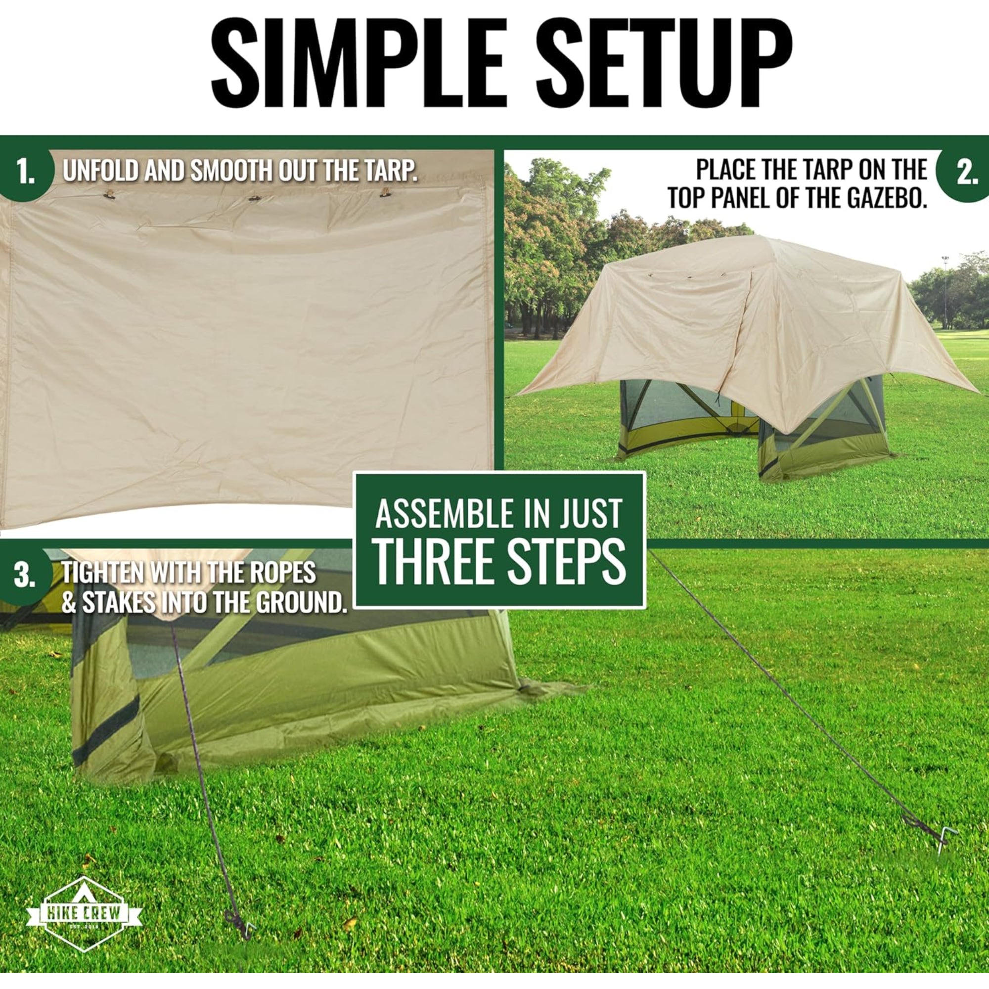 Waterproof Tarp for 4-Sided Popup Tent with 6ft Panels – Hike Crew