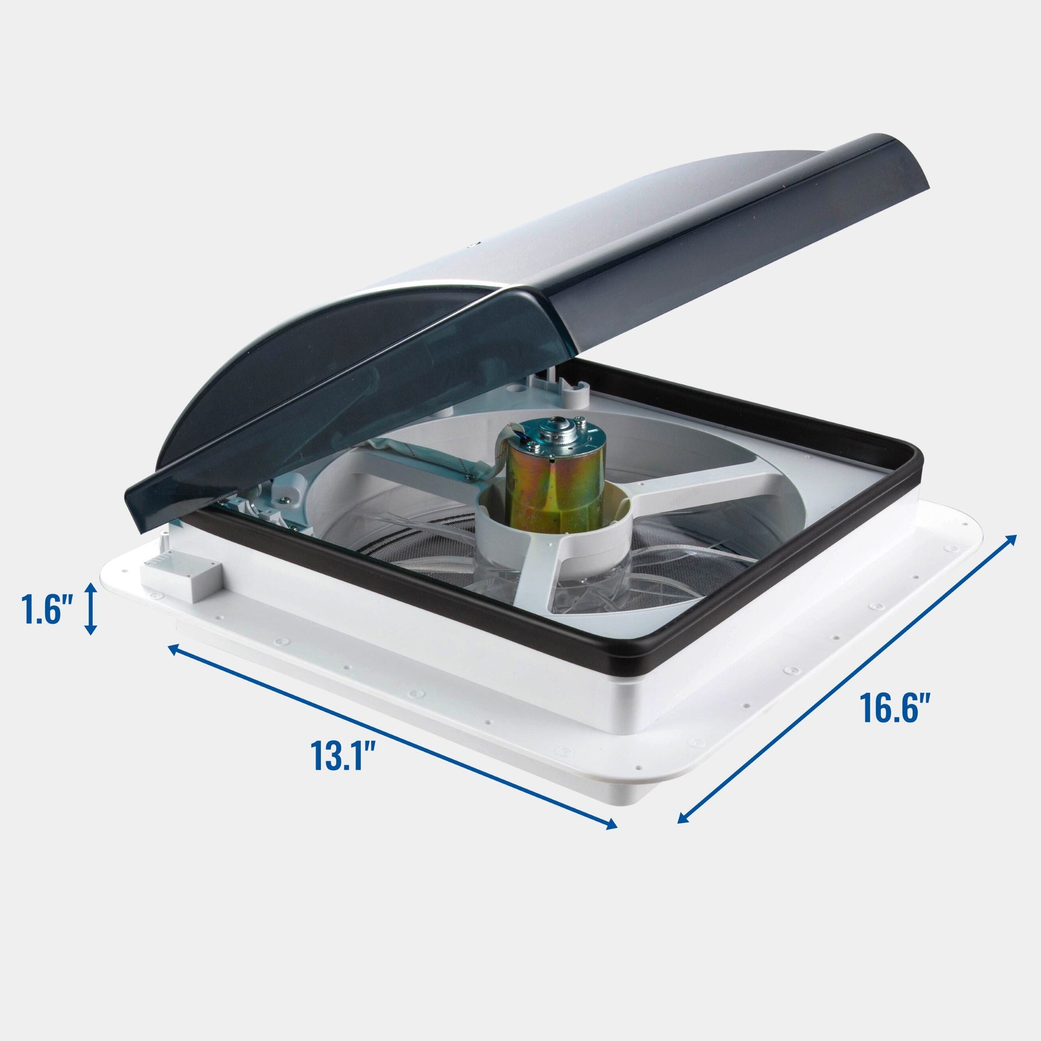 14” RV Roof Vent Fan, 12V Manual Camper Fan with 6-Speeds & LED Light ...
